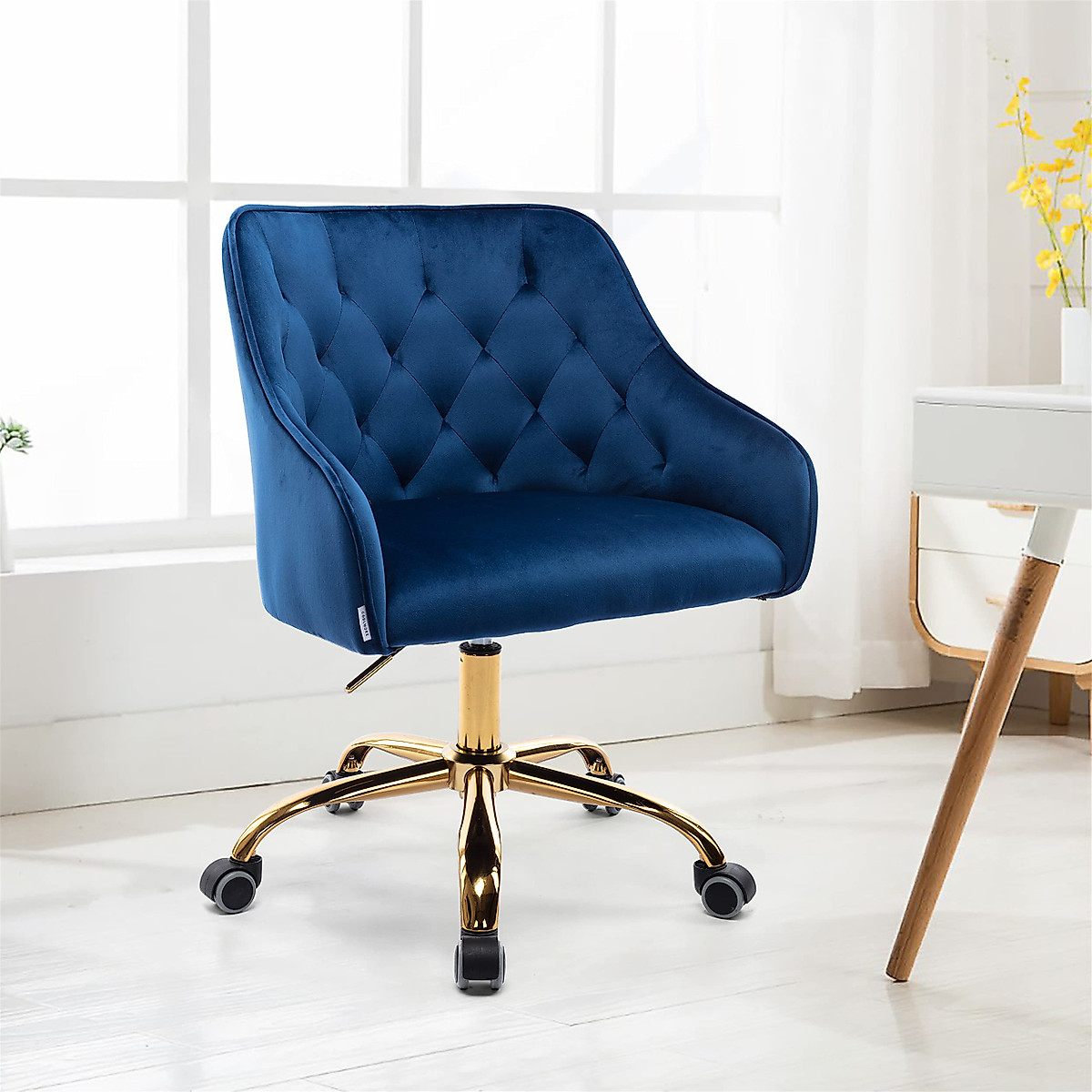 FIVESHOW Swivel Shell Chair for Living Room/Bed Room, Modern Leisure Office Chair,Height Adjustable (Navy)