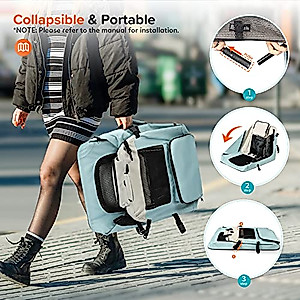 Reerooh Large Cat Carrier 24"x17"x17", Soft Dog Crate with 2 Bowls, Collapsible Travel Pet Carrier Bag for Cats Dogs Puppies Kittens (Blue)