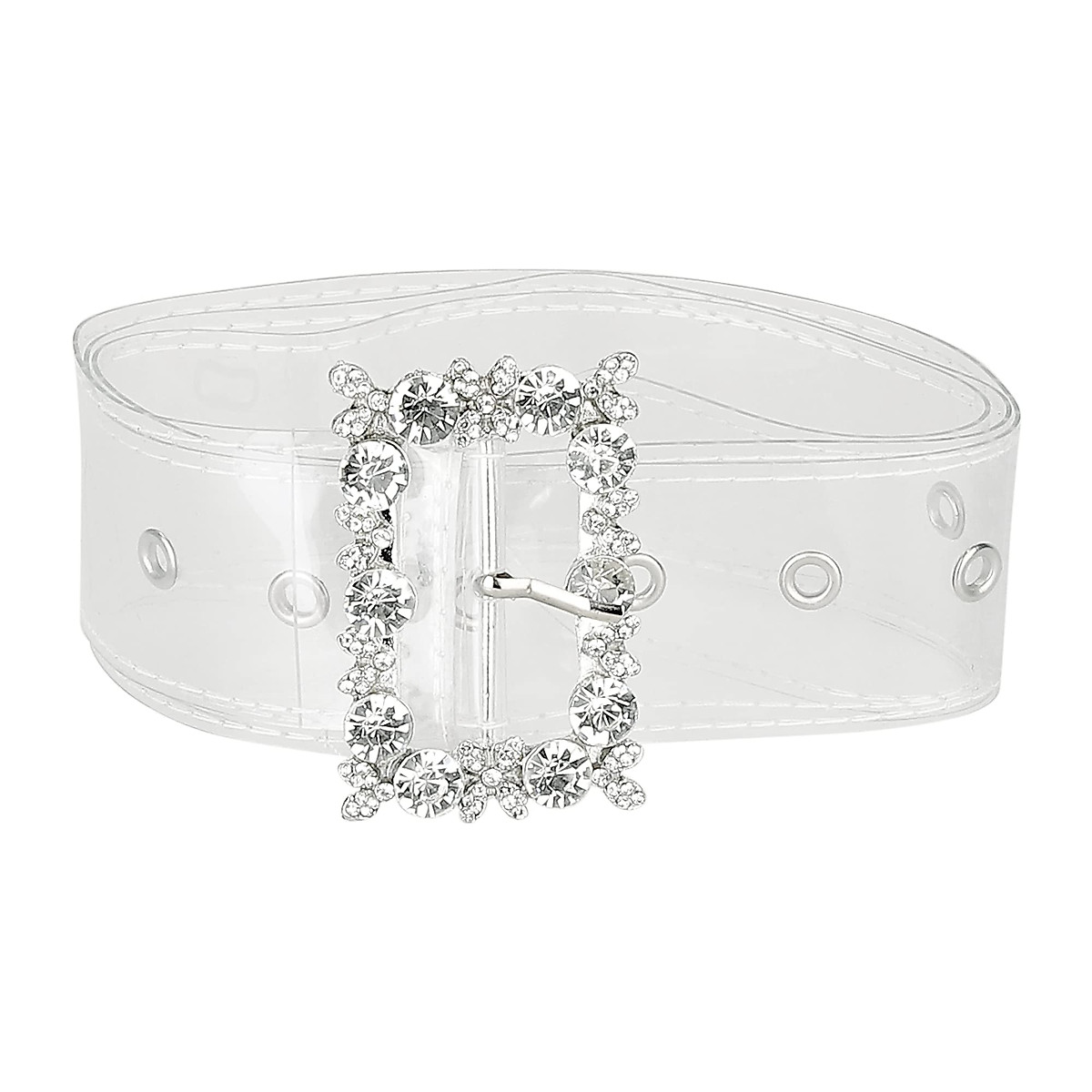 Allegra K Ladies Grommet Clear Waist Belts for Jeans Transparent Belts Pin Buckle 66-79cm/25.98-31.10" Clear