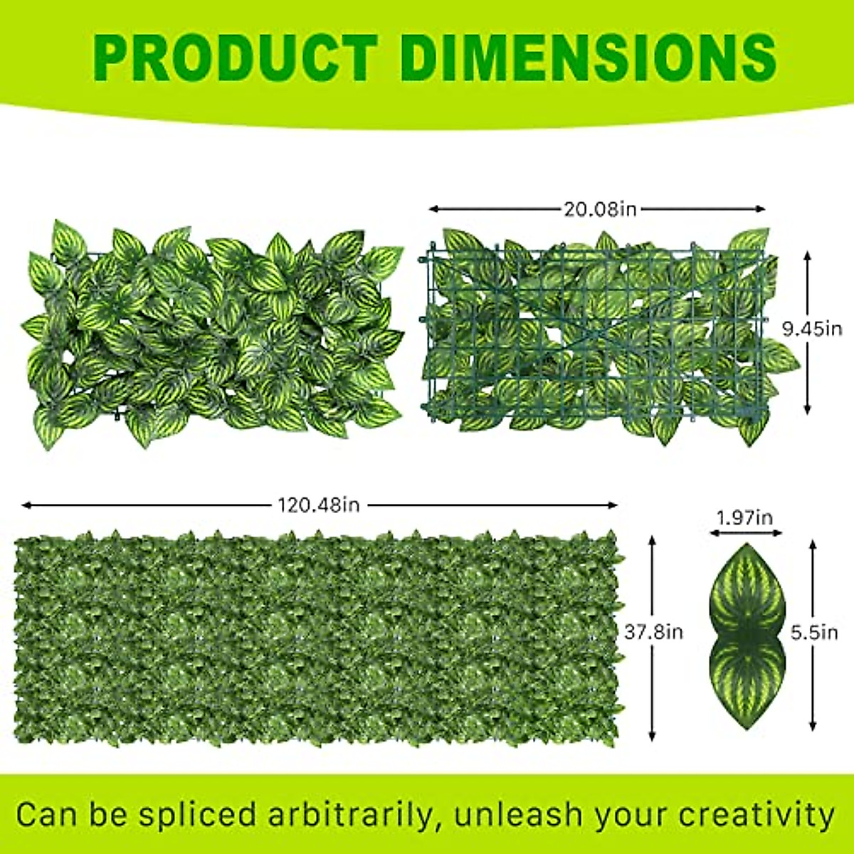 Yuego Artificial Ivy Privacy Fence Wall Screen, 120 x 37.8 in Faux Hedges Privacy Fence Screen Outdoor Ivy Wall Fence for Garden Balcony Deco