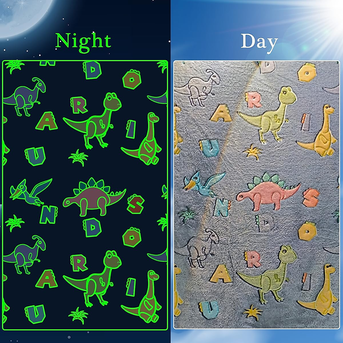 Glow in The Dark Blanket Dinosaur Throw Blankets for Boys Kids Toys Gifts Birthday Decorations for Girls Soft Cozy 50" 60"