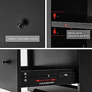 Panana Wood File Cabinet with a Big Drawer, Mobile Lateral Filing Cabinet for Home Office Storage Cabinet Organizer (Black)