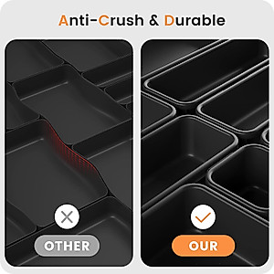 A-LuGei 【𝟮𝟮𝗣𝗖𝗦】 Plastic Black Desk Drawer Organizer, Bathroom Organizers and Storage, Makeup Organizer, Organization and Storage Bin Container for Vanity Office Utensils Tool Pantry Cosmetic