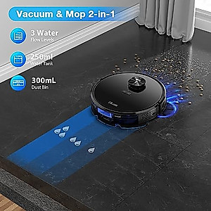 Tikom L9000 Robot Vacuum and Mop Combo, LiDAR Navigation, 4000Pa Robotic Vacuum Cleaner, Up to 150Mins, Smart Mapping, 14 No-go Zones, Good for Pet Hair, Carpet, Hard Floor