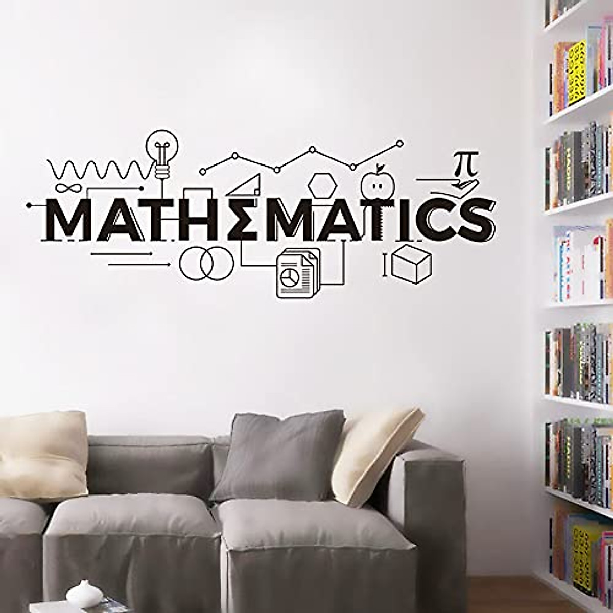 17x44 inch Children Room Mathematics Sign Wall Stickers Math Education Vinyl Decals School Classroom Decoration Motivational Poster Wall Murals HQ951 (Black)