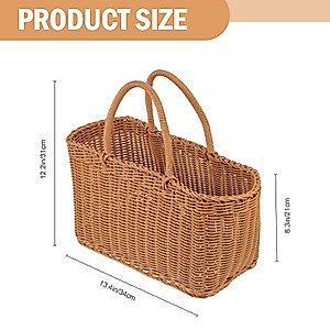 Garneck Wicker Market Basket Bag, Big Wicker Storage Basket for Beach, Laundry, Toy, Blanket, Storage, Baby, or Picnic