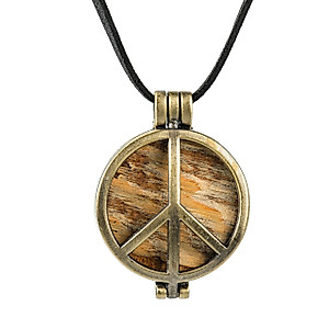 Original 1969 Woodstock Piece of Stage Encased Inside a Bronze Peace Pendant Necklace for Music and History Lovers