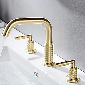 3 Hole Bathroom Basin Faucet Brass Bathroom Faucets Basin Faucets-Brushed Gold