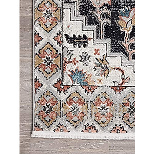 Abani 7'9" x 10'2" Grey & Beige Medallion Area Rug, Azure Collection Classic Accent Rug Rugs