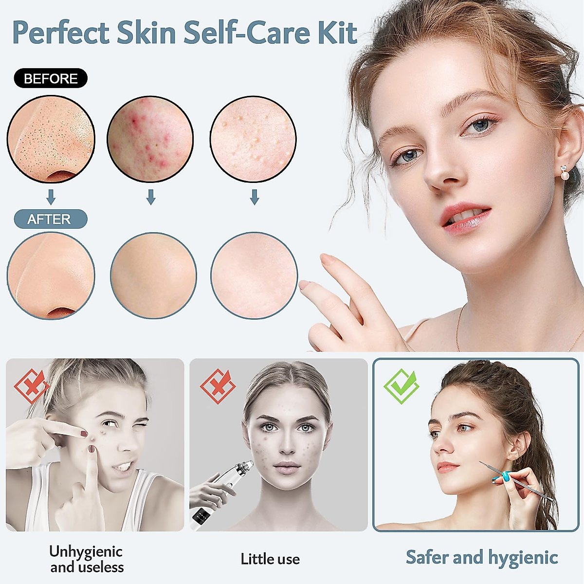 Pimple Popper Tool Kit, MENOLY 10Pcs Blackhead Remover Extractor Tools, Acne Kit for Blackhead,Blemish,Zit Removing, Whitehead Popping and Comedone Extractor Tool with Leather Bag