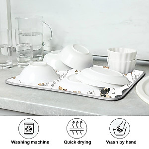 xigua Dog Dish Drying Mat for Kitchen Counter,Texture Ultra Absorbent Reversible Microfiber Dishes Drying Rack Pad Heat-resistant Mats 16x18in