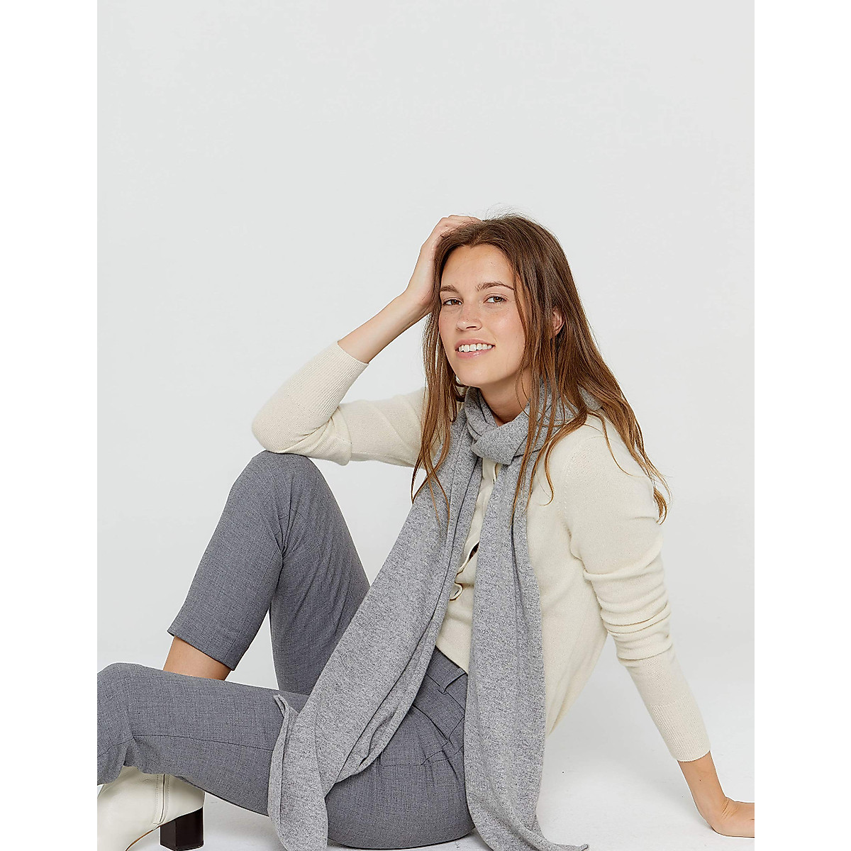 State Cashmere Unisex Long Jersey Knit Scarf Made with 100% Pure Inner Mongolian Cashmere - Elegant, Soft, & Versatile - Ultra Warm Winter Accessories - (Pale Charcoal, 80"x13.5")