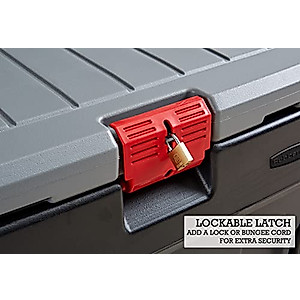 Rubbermaid ActionPacker 35 Gal Wheeled Lockable Storage Bin with Lid, Heavy-Duty Water Repellent Industrial Container with Built-In Durable Wheels, Great Tool Organizer, Truck Bed Storage, and More