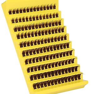 Brown Lash Clusters Individual Mixed Lengths Natural & Wispy Lash Extension DIY Brown Cluster Eyelashes 140Pcs (11C, 8-16MM)