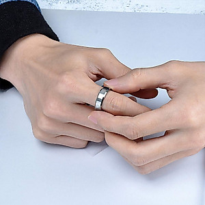 King Will Silver 6MM Wedding Band For Men Tungsten Carbide Ring Comfort Fit Beveled Edges 11