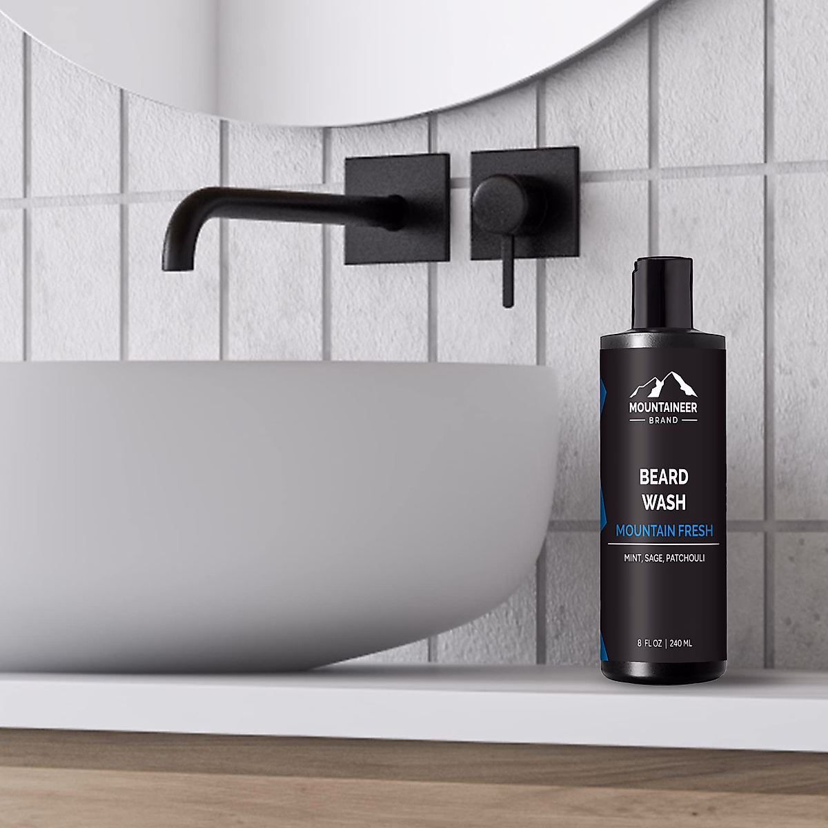 Mountaineer Brand Beard Wash For Men | 100% Natural Beard Shampoo | Thick Cleaning Softening Lather for Hair and Skin | Hydrate and Detangle | Grooming Treatment | Mountain Fresh Scent 8oz