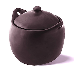 Ancient Cookware, Tall Chamba Clay Stew Pot, 4 Quarts