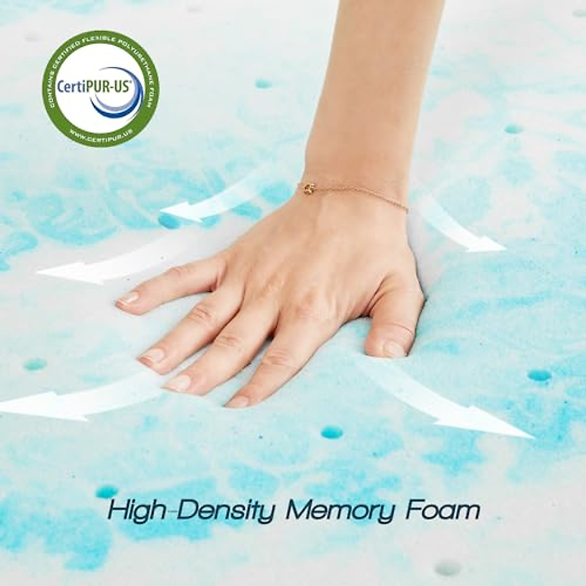 Air Mattress Full - 2 Inch Memory Foam Cooling Gel Swirl Infused Bed Topper for Back Pain, CertiPUR-US Certified