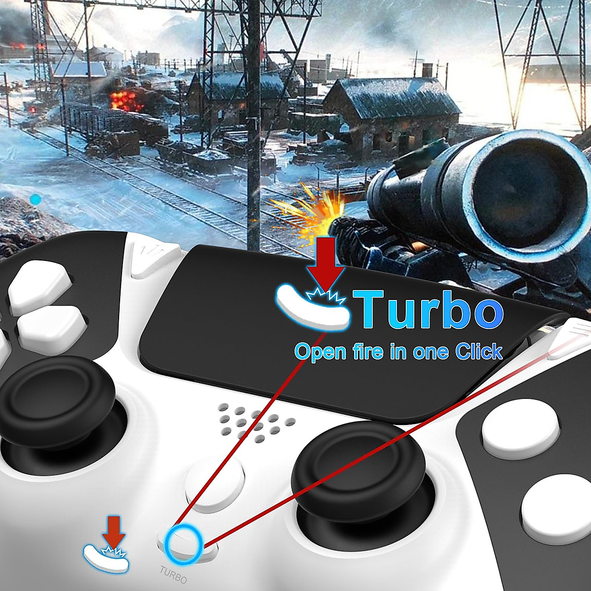 AUGEX Wireless Controller for PS4, PS5, PC & Phone, Gamepad with Turbo, Remappable Buttons, Ergonomic Design, Black