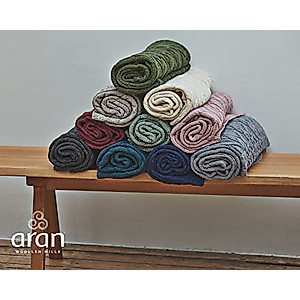 Irish Cable Knit Blanket Supersoft Merino Wool Throw Made in Ireland 40" x 60" (Toasted Oat)