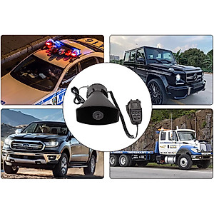 FARBIN Car Siren Horn 7 Tone Police Siren Vehicle Loudspeaker with Handheld Microphone Amplifier 12V 100W Emergency Sounds Siren Electric Horn with Mic PA