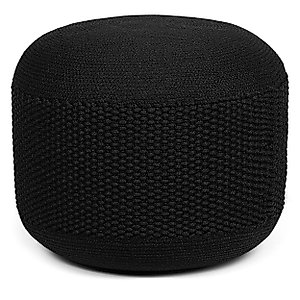 BIRDROCK HOME Outdoor Pouf Ottoman | Outdoor Patio Waterproof Foot Rest | Large Pouf for Living Room | Black