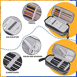 BOMENNE Pencil Case with 3 Compartments, Canvas Zipper Pencil Pouch, Large Pencil bag, Big Pen Case Pouch Organizer for Adults, Pencil Pouches for Middle High School Teen Boys Girls - Black