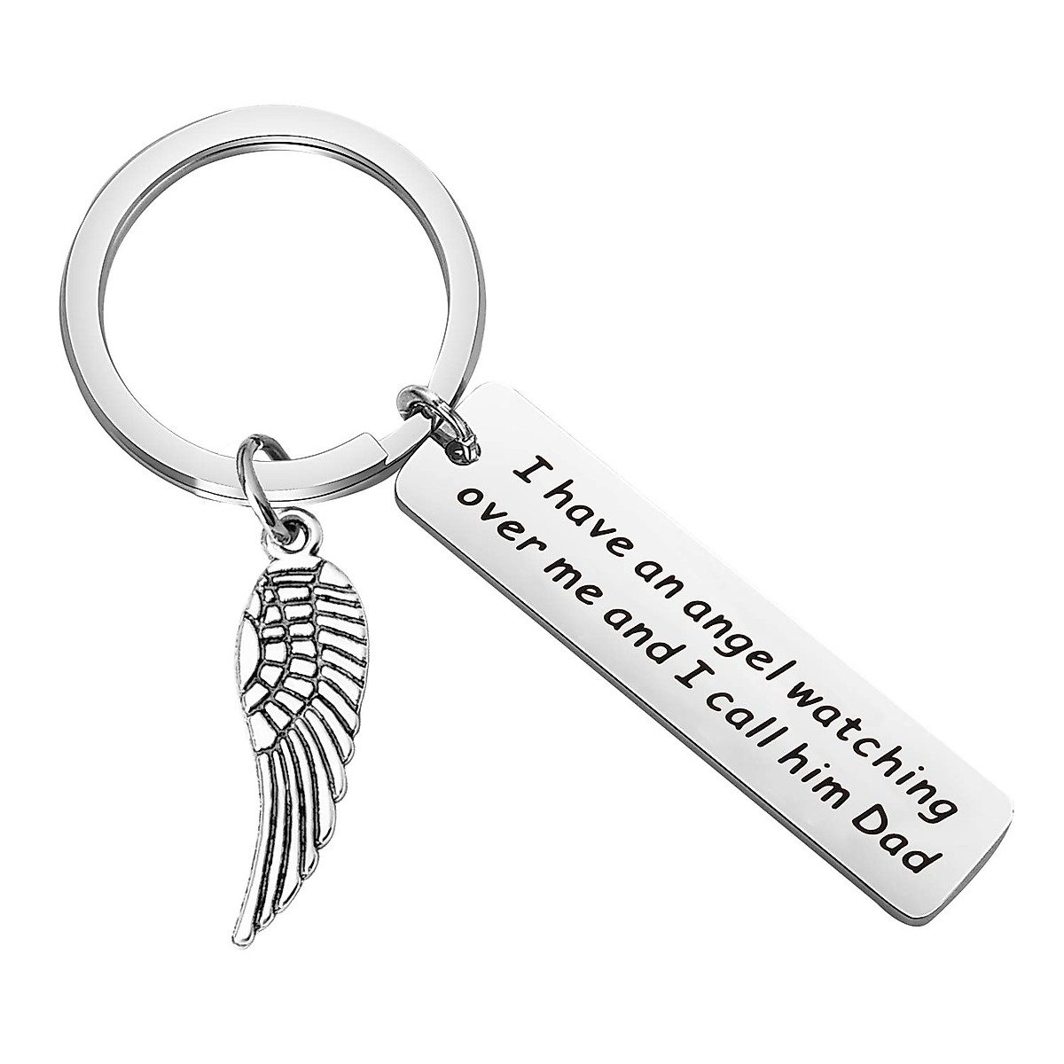 Gzrlyf Dad Memorial Keychain Sympathy Gifts for Loss of Father I Have an Angel Watching over Me and I Call Him Dad (Keychain)