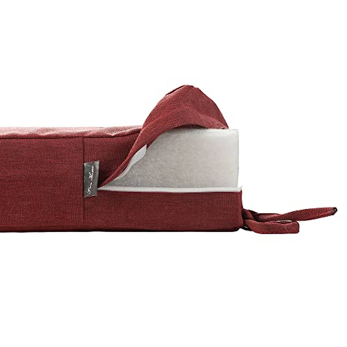 Outdoor Bench Cushion Cover 42 x18 x 3 inch,Waterproof with Zipper&Ties,Fade-Resistant Slipcover,Patio Porch Swing Cushion Cover Replacement Only,No Insert(Dark Red)