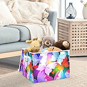 innewgogo Butterflies Storage Bins with Lids for Organizing Closet Organizers with Handles Oxford Cloth Storage Cube Box for Dog Toys