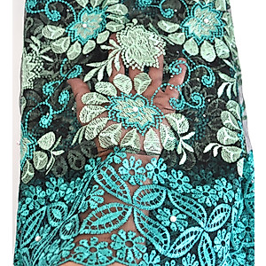 SanVera17 African Lace Net Fabrics Nigerian French Fabric Rope Embroidered and Manual Beading Guipure Cord Lace for Party Wedding 5 Yards (Green)