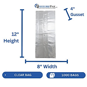 Plastic Produce Bag for Bread and Groceries - 4"x2"x8" - 1000 Bags - 0.95 mil - Natural Color - No Venting Holes LDPE