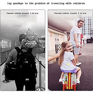 LemoHome Kids ride-on Suitcase carry-on luggage for kids,Travel Suitcase Toddler Luggage With Wheels,Hard Luggage for Women and Men (Multi-colored)