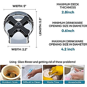 Faucet Metal Glass Rinser for Kitchen Sinks,360° Rotary Cup Washer,Kitchen Sink Accessories (Brush Nickel)