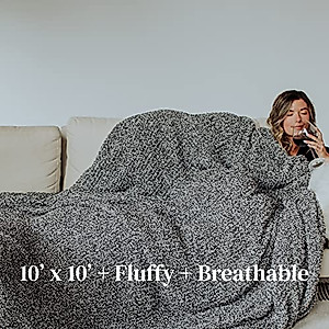 Big Blanket Co® Premier Plush™ Black Heather | Ultra-Plush Fluffy Blanket | 100 Square Feet | Breathable, Microfiber Blanket That Wraps You in Cloud-Like Comfort | Blankets That Redefine King-Size