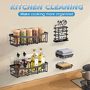 VVAAOSE Shower Caddy 5 Pack,Adhesive Shower Organizer for Bathroom Storage&Home Decor&Kitchen,No Drilling,Large Capacity,Rustproof Stainless Steel Bathroom Organizer,Shower Shelves for Inside Shower