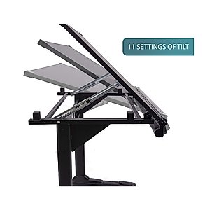 Stand Up Desk Store Adjustable Height and Angle Drafting Table Drawing Desk with Large Surface (Silver Frame/Birch Top, 40" W X 26" D)