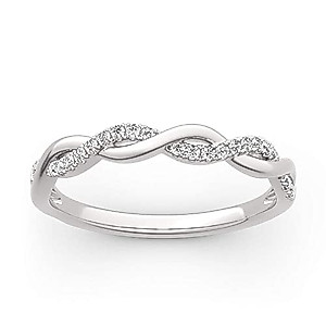 Jeulia Moissanite Twist Round Cut Gold Band for Engagement Anniversary Eternity Promise Wedding Band Ring Set With Jewelry Box (Sterling Silver, 7.5)