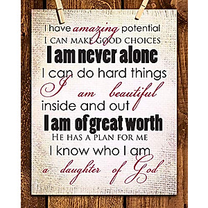 I Am Amazing Daughter of God - Spiritual Wall Art. Modern Typographic Inspirational Wall Art. Ideal For Home Decor, Office Decor, & Bedroom Decor. Perfect Gift For Daughters. Unframed - 8x10"