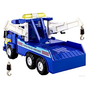 Big Daddy Let's Pretend Wrecker Tow Truck - Friction Powered Police Style Toy Truck with Adjustable Strings