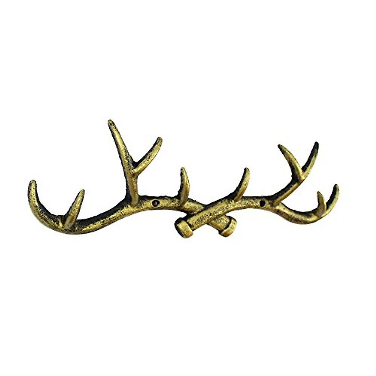 Handcrafted Model Ships Rustic Gold Cast Iron Antler Wall Hooks 15" - Rustic Wall Hook - Decorative Dee