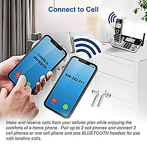 VTech VS113-5 Extended Range 5 Handset Cordless Phone for Home with Call Blocking, Connect to Cell Bluetooth, 2" Backlit Screen, Big Buttons, and Answering System, Silver & Black