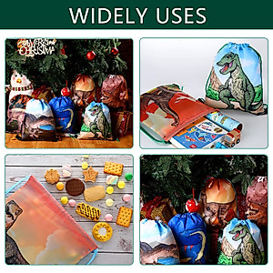 Weewooday 20 Pcs Dinosaur Party Favor Bags Drawstring Gift Goodie Treat Bag Dinosaur Candy Party Supplies Backpack for Birthday Candy Decoration(Bright Style)