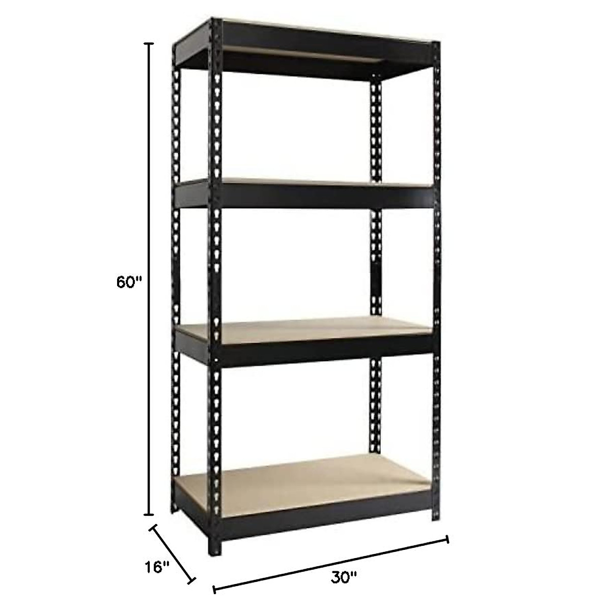Hirsh Industries 3800 Series Shelving, 30" W x 16" D x 60" H, Black