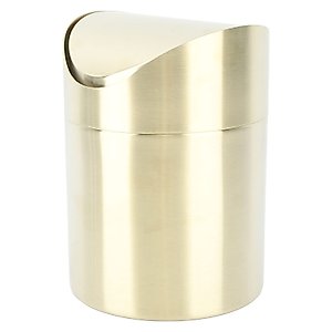 Mini Countertop Trash Can, Stainless Steel Desktop Trash Cans Swing Lid Trash Cans Gold Countertop Trash Bins for Home