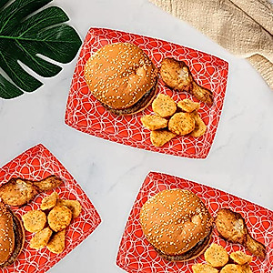 Fasmov 80 Pack Big Food Serving Tray, Lunch or Cafeteria Food Tray, Serving Boats for Nachos, Fries, Hot Corn Dogs, and More, 10.5” x 7.5” x 1.5”