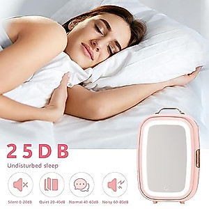 FIRRKEP Pink Skincare Fridge 20L with LED Lighted Mirror Makeup Fridge Cosmetic Beauty Fridge Mini Fridge for Skin Care for Bedroom dorm (Pink)