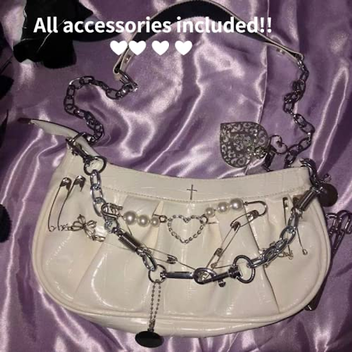 Goth Purse Gothic Purse Aesthetic Purse Goth Bag for Women PU Purse Shoulder Bag for Women Y2K Fashion (Black)