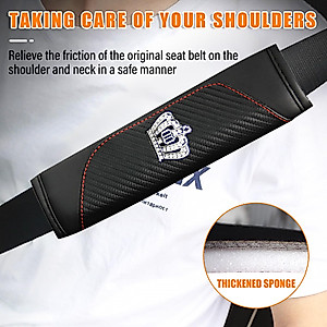 Ziciner 2 PCS Car Seat Belt Cover, Soft Leather Safety Belt Shoulder Strap Covers with Bling Rhinestone Crown, Breathable Harness Pad Protect Your Neck & Shoulder, Car Accessories (Black)