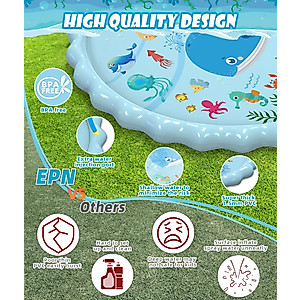 EPN Splash Pad, 86.6" Size Extra Large Sprinkler Play Mat Fun for Kids, Thicker Summer Outdoor Water Toys Toddler Pool for 3-12 Years Old Children Boys & Girls
